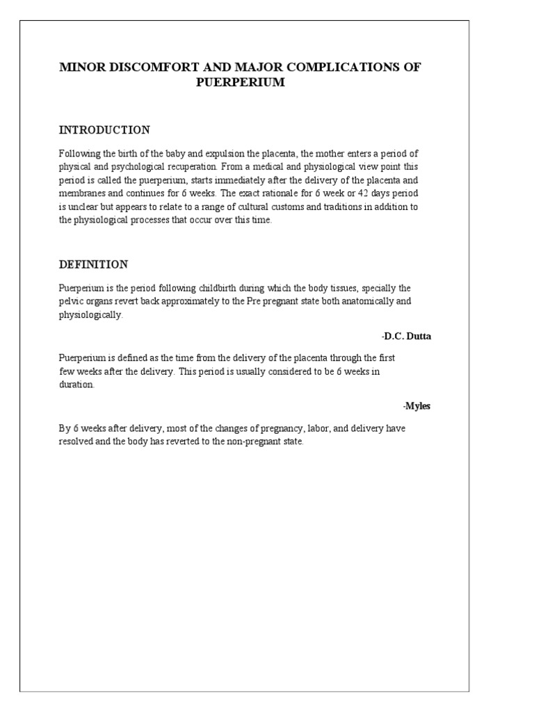 Minor Discomfort and Complications of Puerperium (1) - Converted654 ...