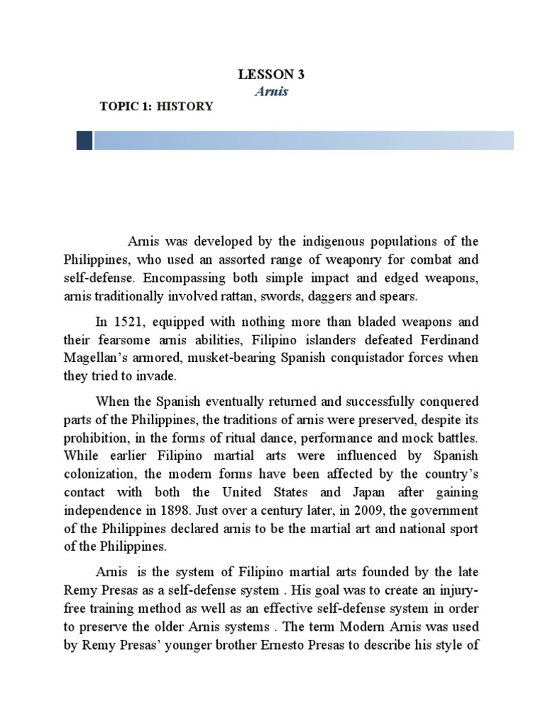 Lesson 3 Arnis | PDF | Combat Sports