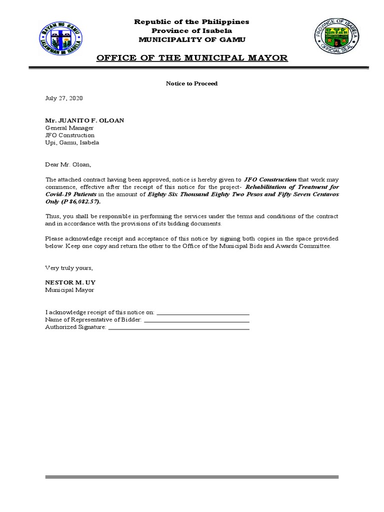 Office of The Municipal Mayor: Republic of The Philippines Province of ...