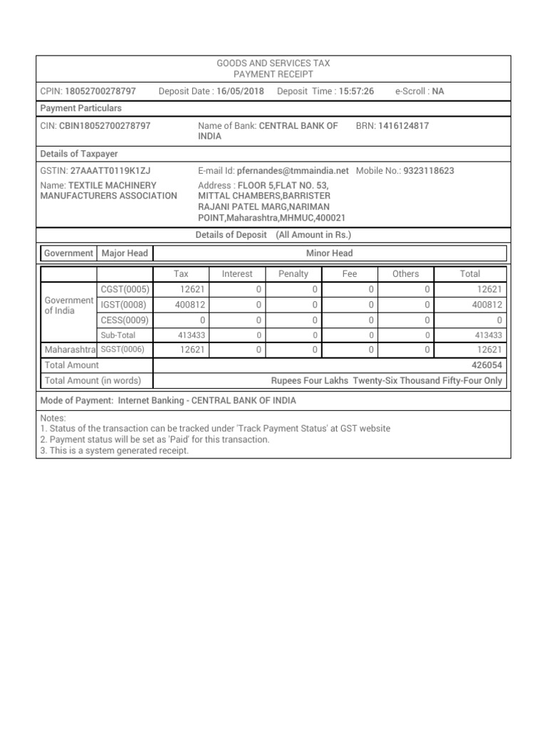 GST-Challan Receipt April18 | PDF