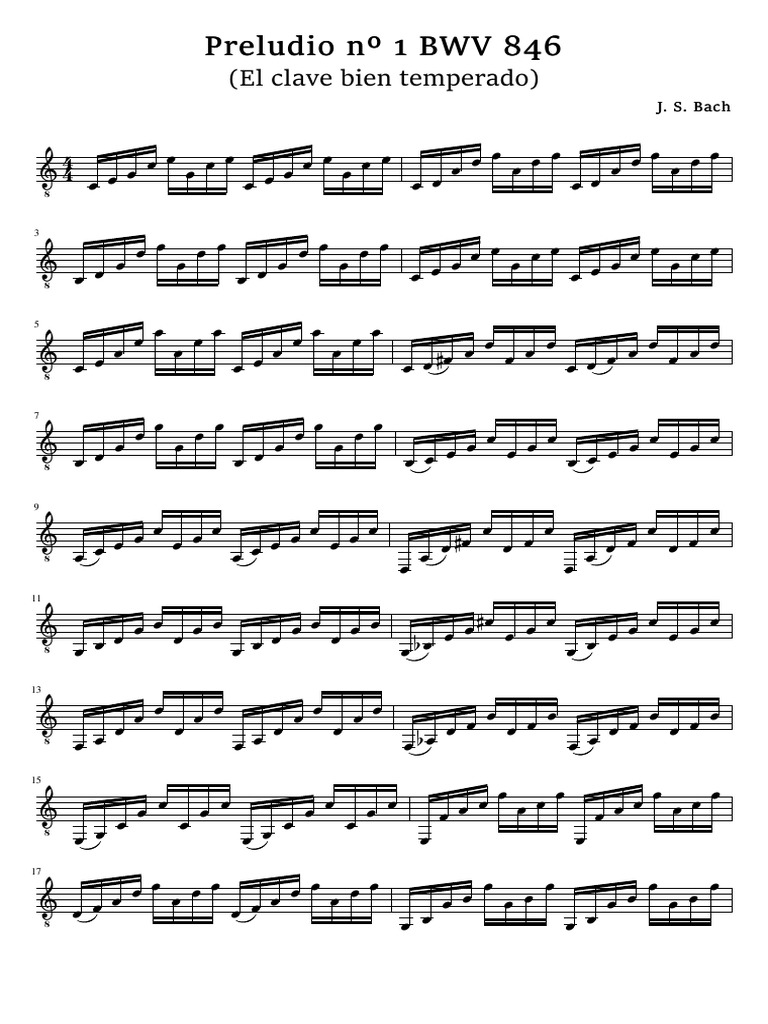 Preludio 1 Clave Bien Temperado Guitarra | PDF | Johann Sebastian Bach ...