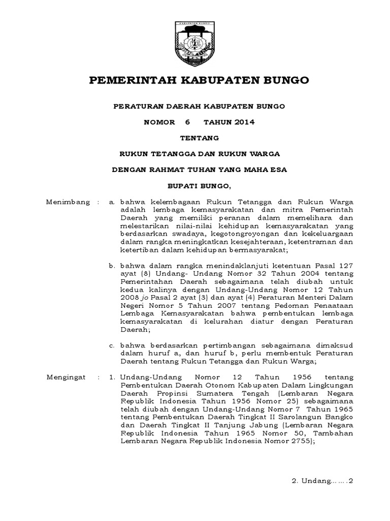 Perda No. 6 TH 2014 TTG RT&RW | PDF