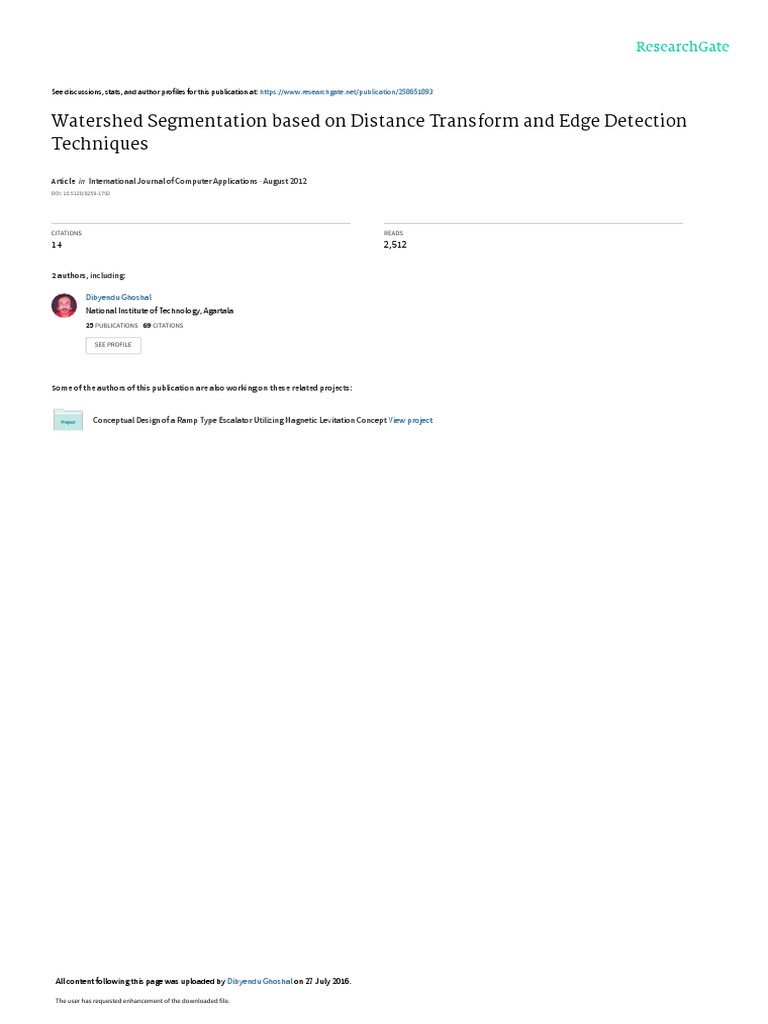Watershed Segmentation Based On Distance Transform | PDF | Image Segmentation | Cybernetics