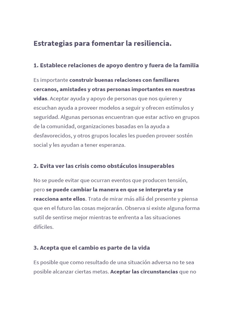 Estrategias para Fomentar La Resiliencia | PDF | Resiliencia ... Estrategias para Fomentar La Resiliencia | PDF | Resiliencia ...