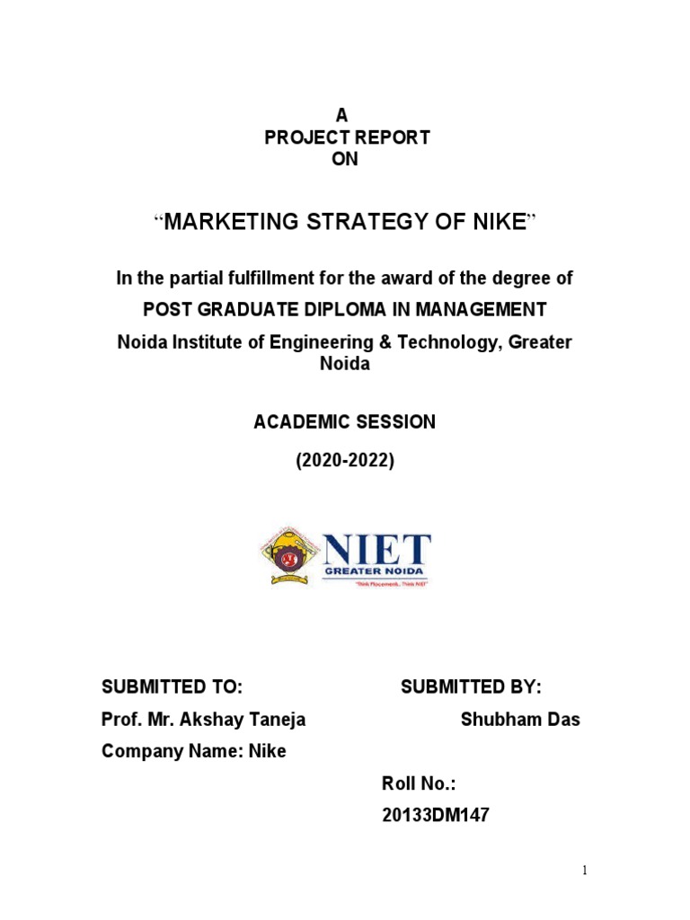 Marketing-Strategy-of-Nike-Research-Report Shubham Das | PDF | Nike | Brand