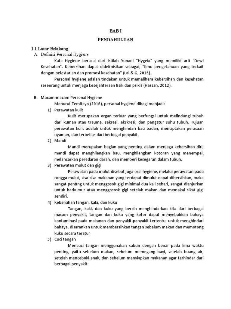 Definisi dan Manfaat Personal Hygiene | PDF