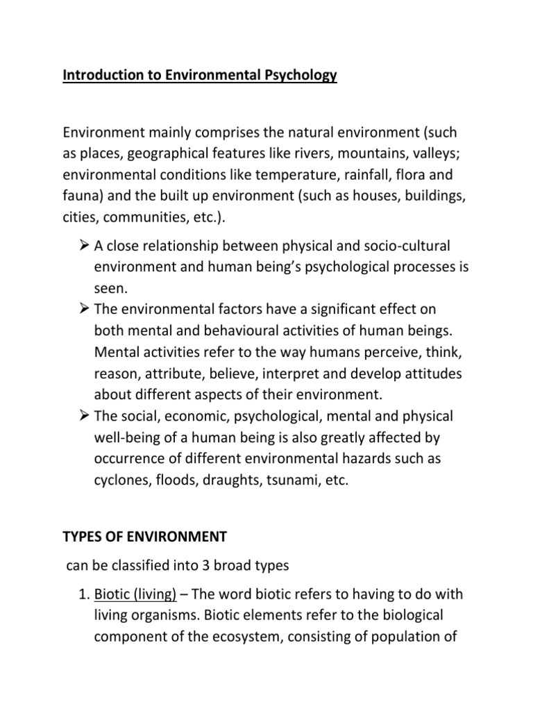 Environmental Psychology Overview | PDF | Natural Environment | Psychology