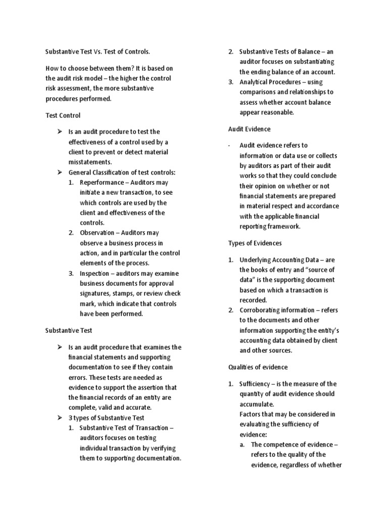 Substantive Test Vs | PDF | Audit | Business