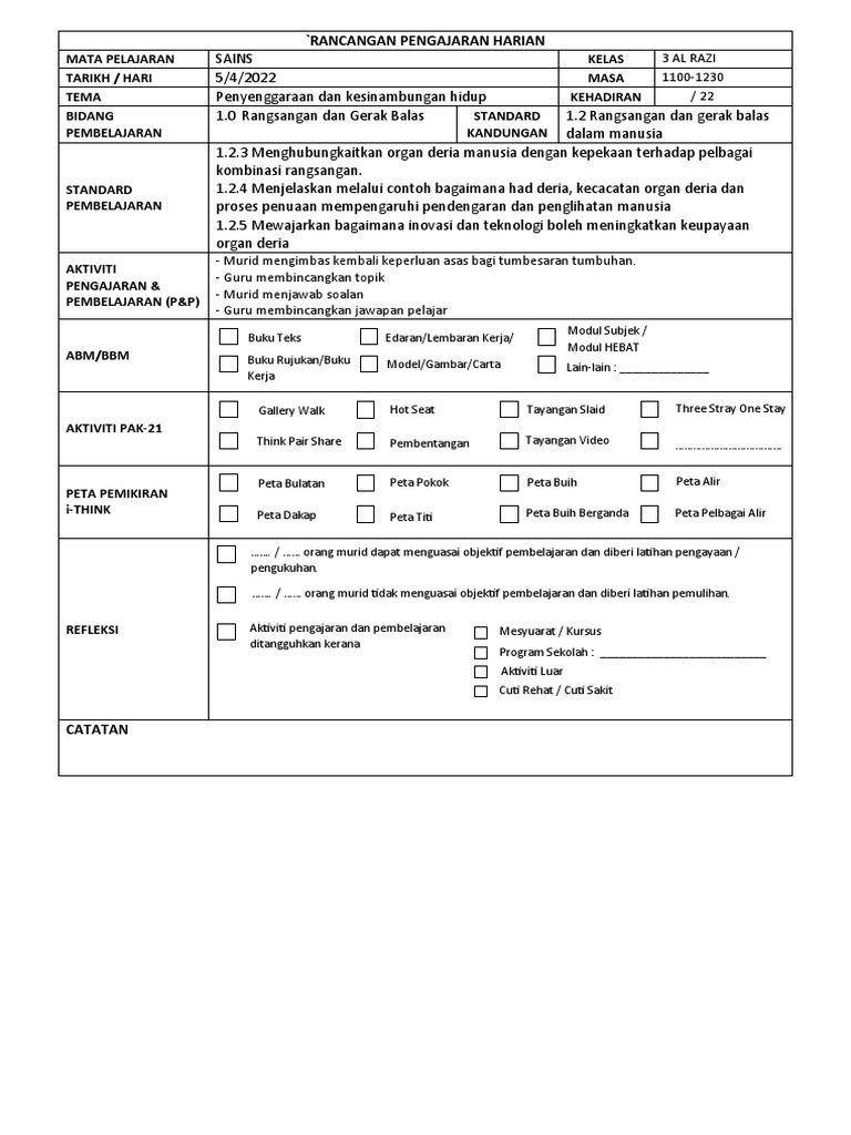 M3 RPH Sains 1 | PDF