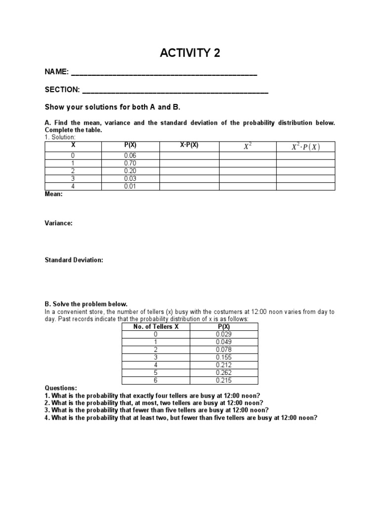 ACTIVITY 2 (Stat and Prob) | PDF | Teaching Methods & Materials