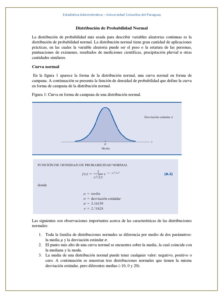 Distribución Normal | PDF | Distribución normal | Distribución de ...