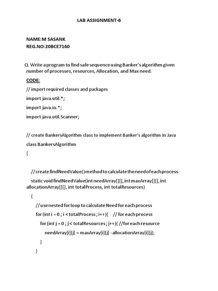 Determining a Safe Sequence Using the Banker's Algorithm | PDF | Theoretical Computer Science ...