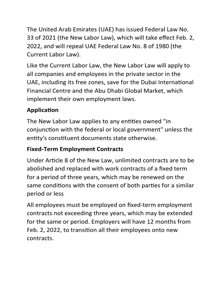 Labour Law The United Arab Emirates | PDF | Employment | Labour Law
