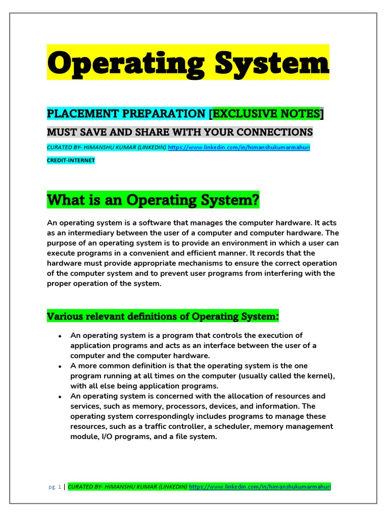 What Is An Operating System? | PDF | Operating System | Thread (Computing)