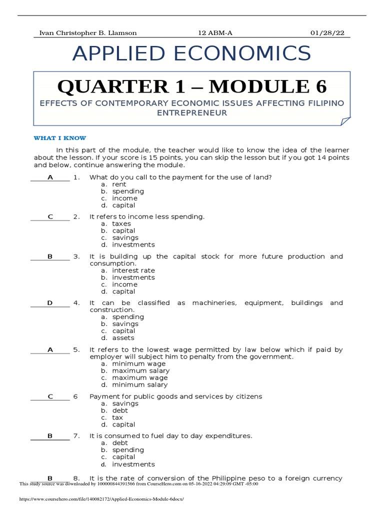 Economic Issues for Filipino Entrepreneurs | PDF | Monopoly | Profit ...