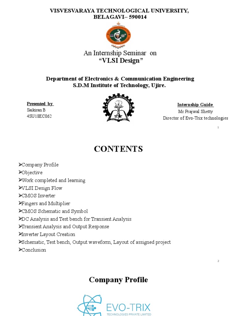 An Internship Seminar On: "VLSI Design" | PDF | Cmos | Logic Gate