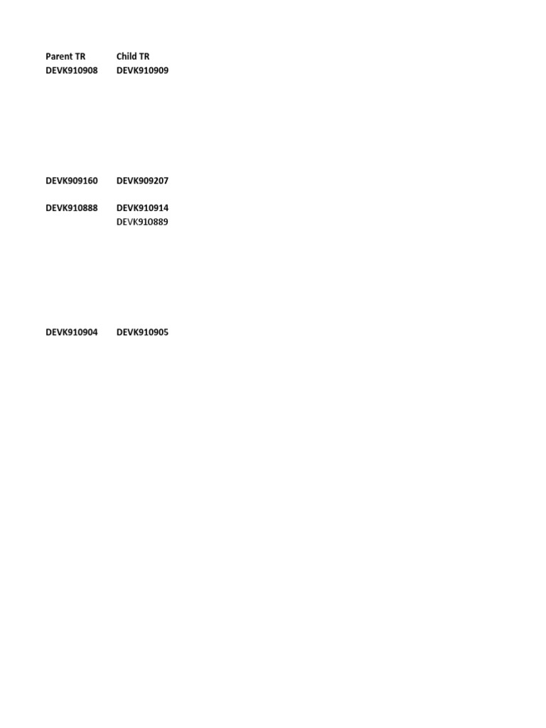 Parent TR Child TR DEVK910908 DEVK910909 | PDF