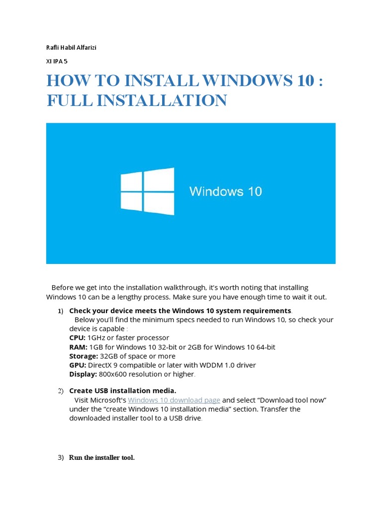 How To Install Windows 10: Full Installation | PDF | Windows 10 ...