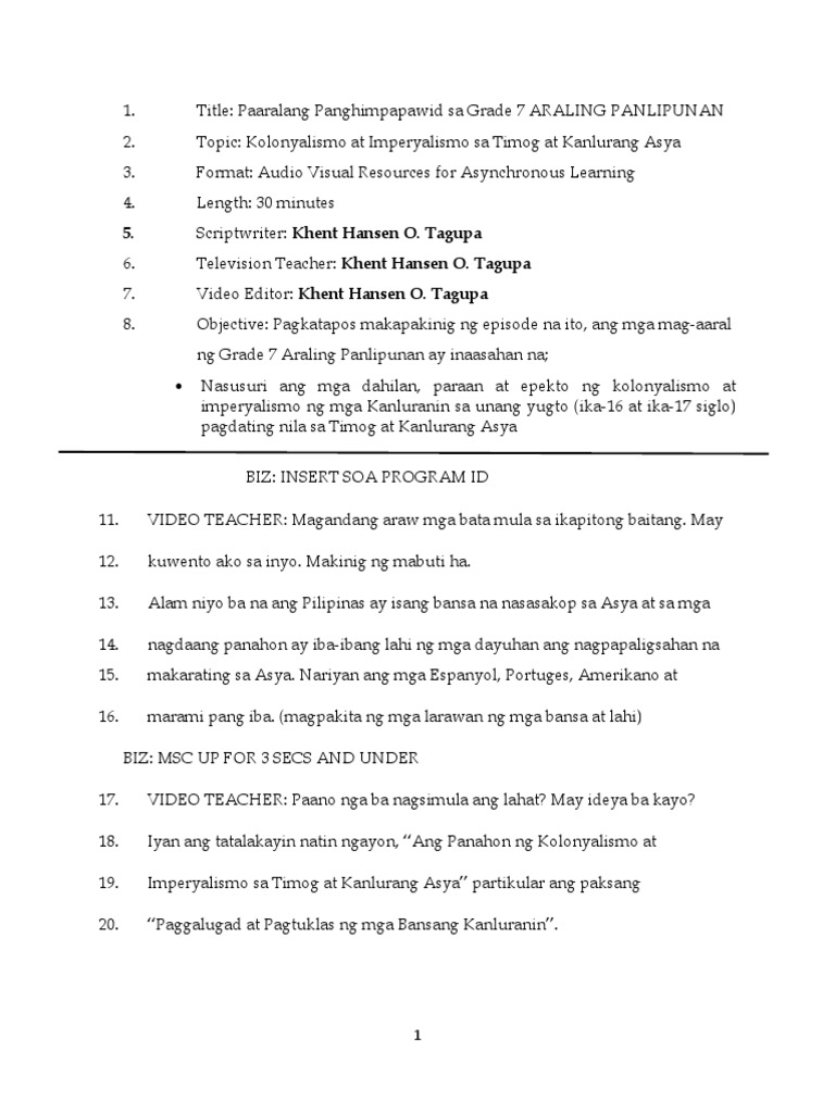 Tvbi-Script Ap7 Q3 M2 | PDF