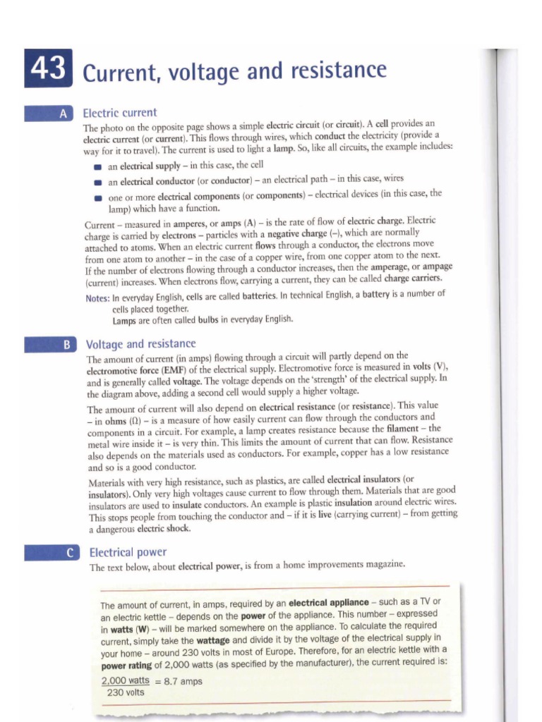 Current, Voltage and Resistance | PDF