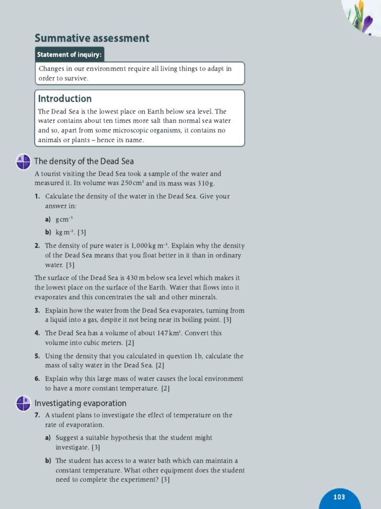 Summative Assessment Task On States of Matter | PDF | Water | Density