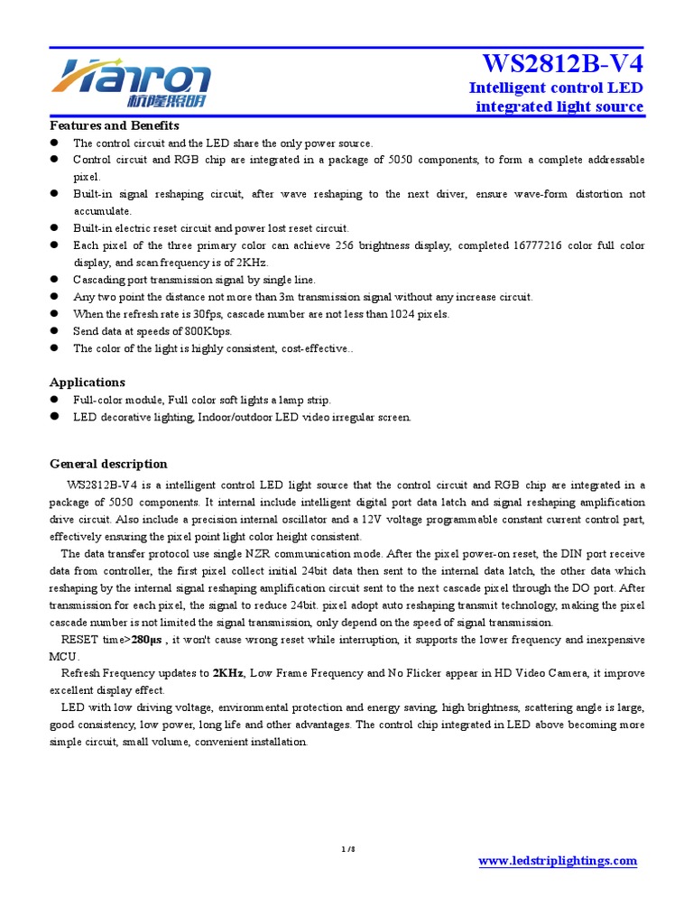 Individually Addressable RGB Ws2812b Led Specification Datasheet From ...