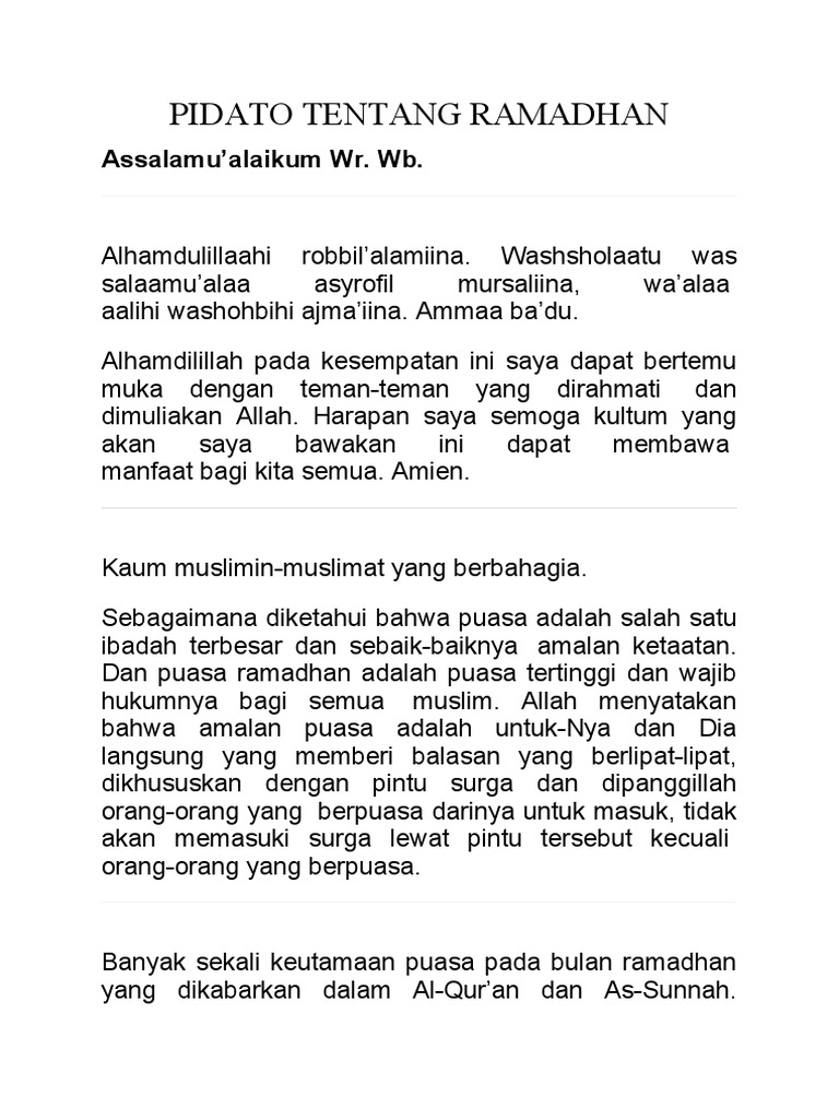 Pidato Tentang Ramadhan | PDF