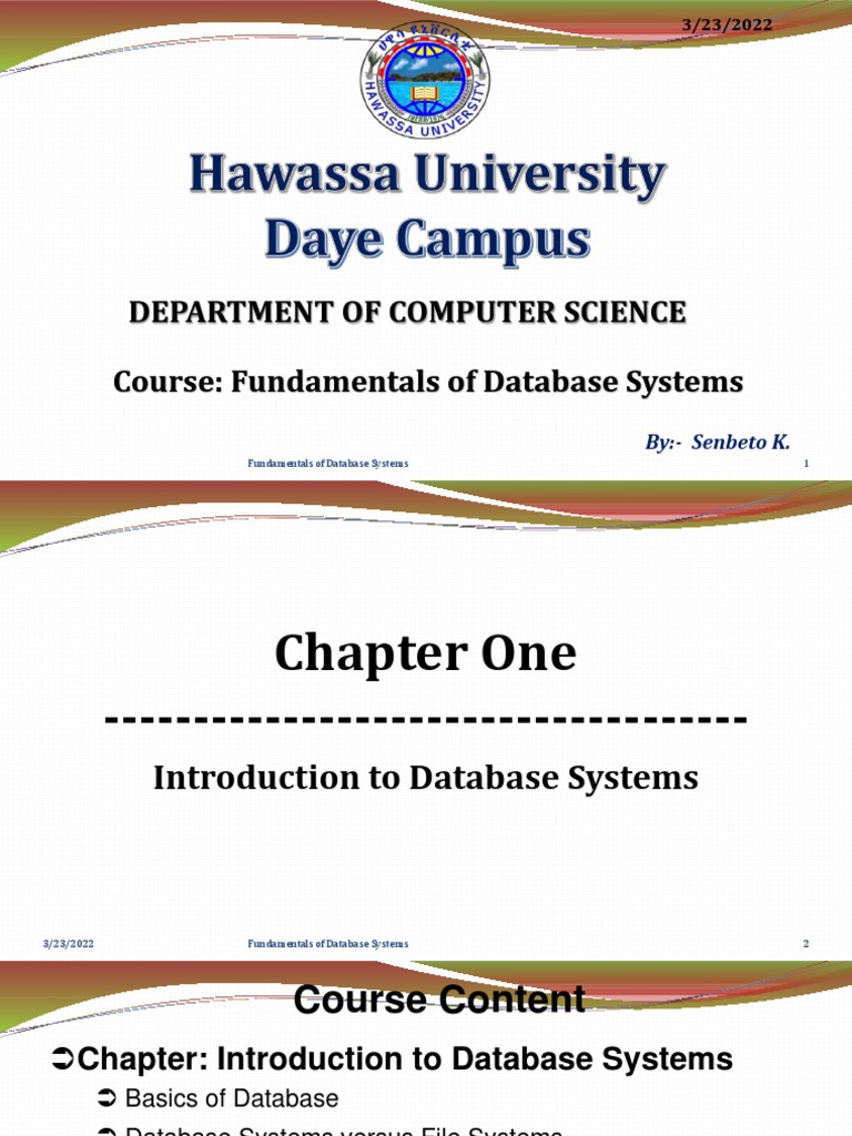 Fundamentals of DBS - CH - 1 | PDF | Databases | File System