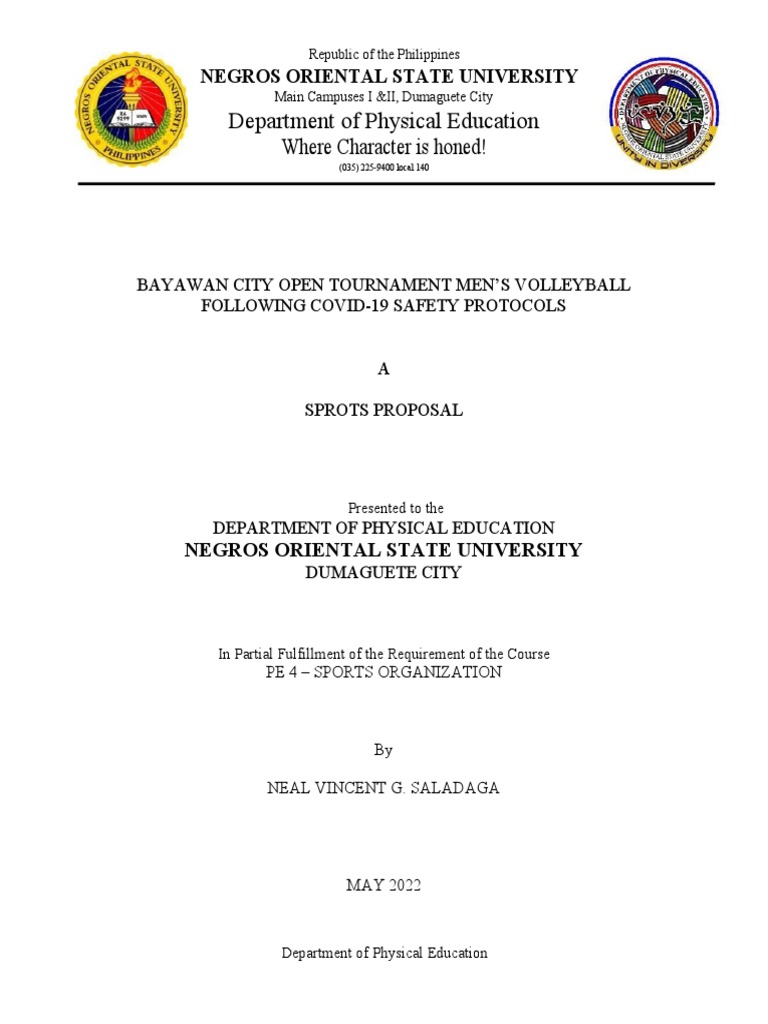 Proposal for a Bayawan City Open Men's Volleyball Tournament Following COVID-19 Safety Protocols ...