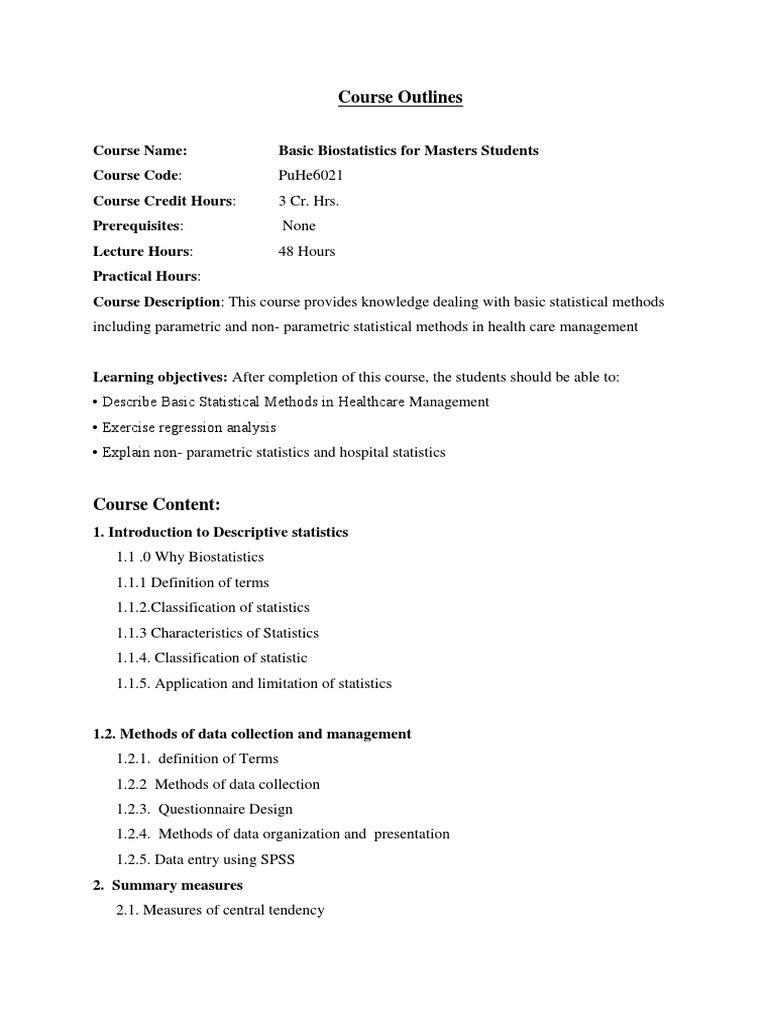 Course Outlines | PDF | Statistics | Regression Analysis