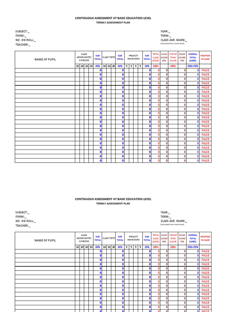 Continuous assessment plan template | PDF | Homework | Test (Assessment)