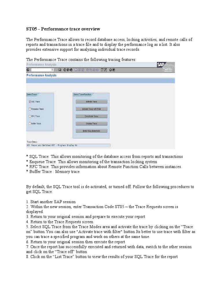ST05 | PDF | Database Transaction | Sql