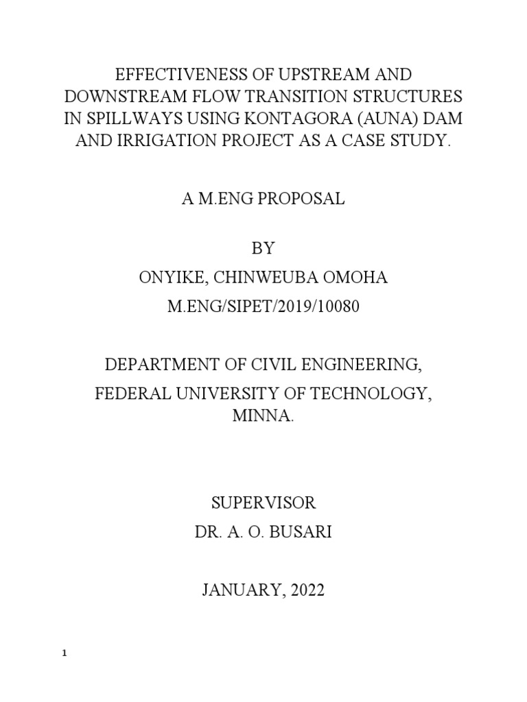 New Project Proposal On Spillways In Dams Pdf Spillway Dam
