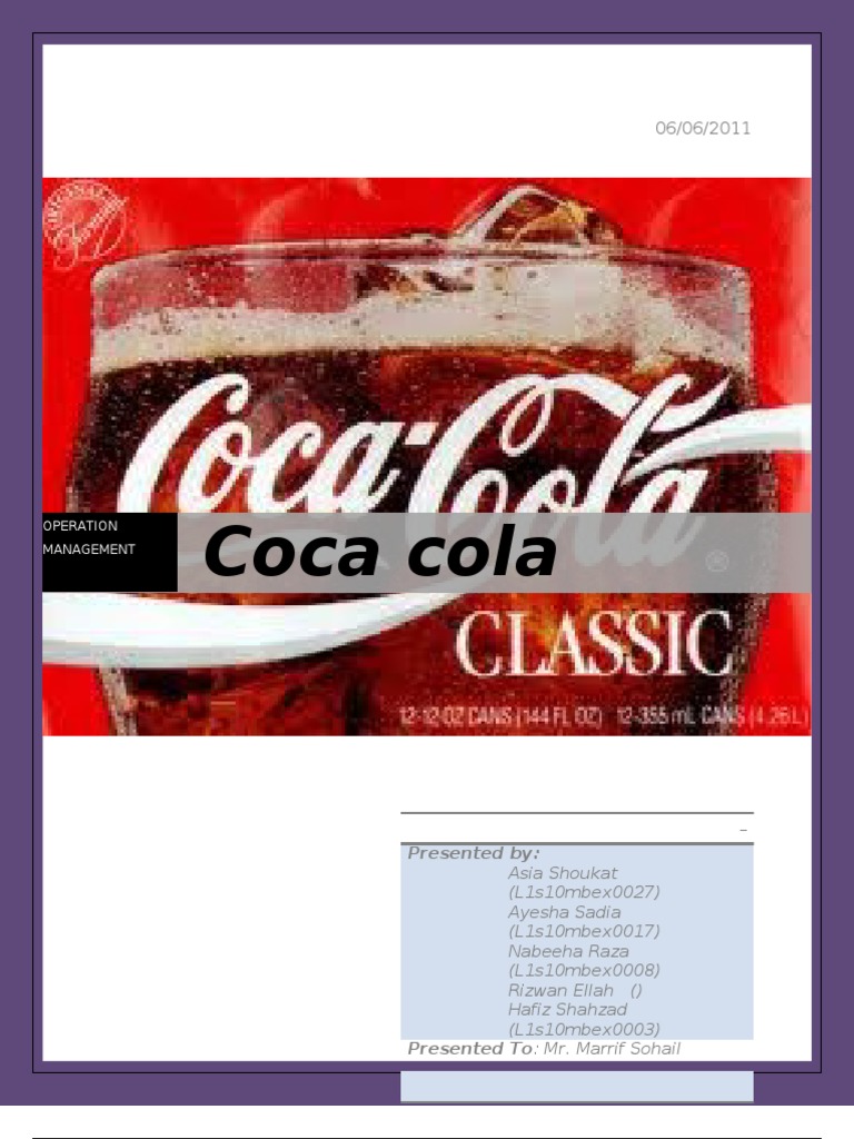 Final Operation Management Project | PDF | Coca Cola | The Coca Cola ...