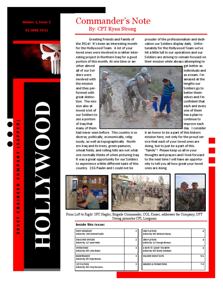 June 2011 391st Sapper Co Newsletter | PDF | Platoon | Sergeant