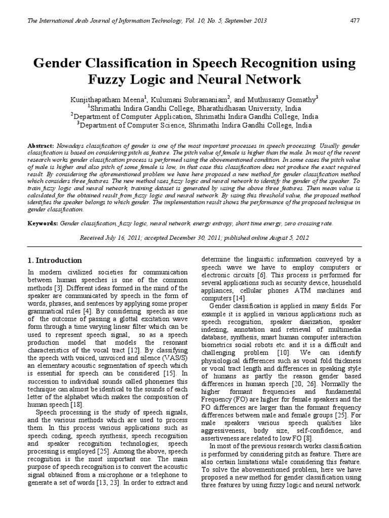 Voice classification | PDF | Artificial Neural Network | Fuzzy Logic