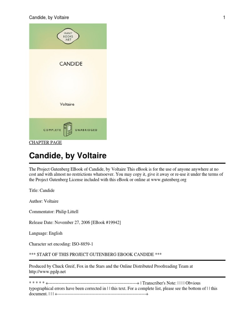 Candide, by Voltaire 1 | PDF | Candide | Project Gutenberg