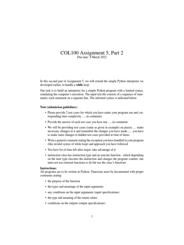 COL100 Assignment 5, Part 2 | PDF | Subroutine | Control Flow COL100 Assignment 5, Part 2 | PDF | Subroutine | Control Flow