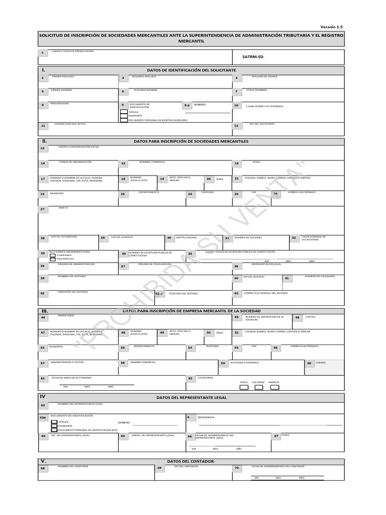 Formulario Inscripcion Sociedad Registro Mercantil | PDF