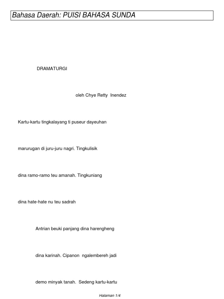 Bahasa Daerah: PUISI BAHASA SUNDA: Halaman 1/4 | PDF