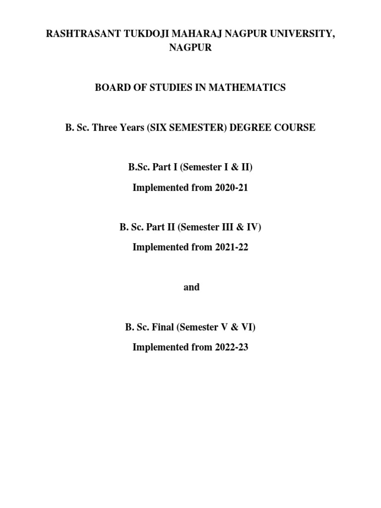 RTMNU B.Sc. Mathematics Syllabus 2024 | PDF | Special Relativity ...