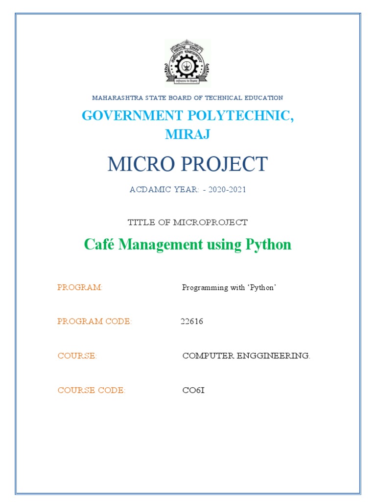 Cafe Management Python | PDF | Menu (Computing) | Hamburgers
