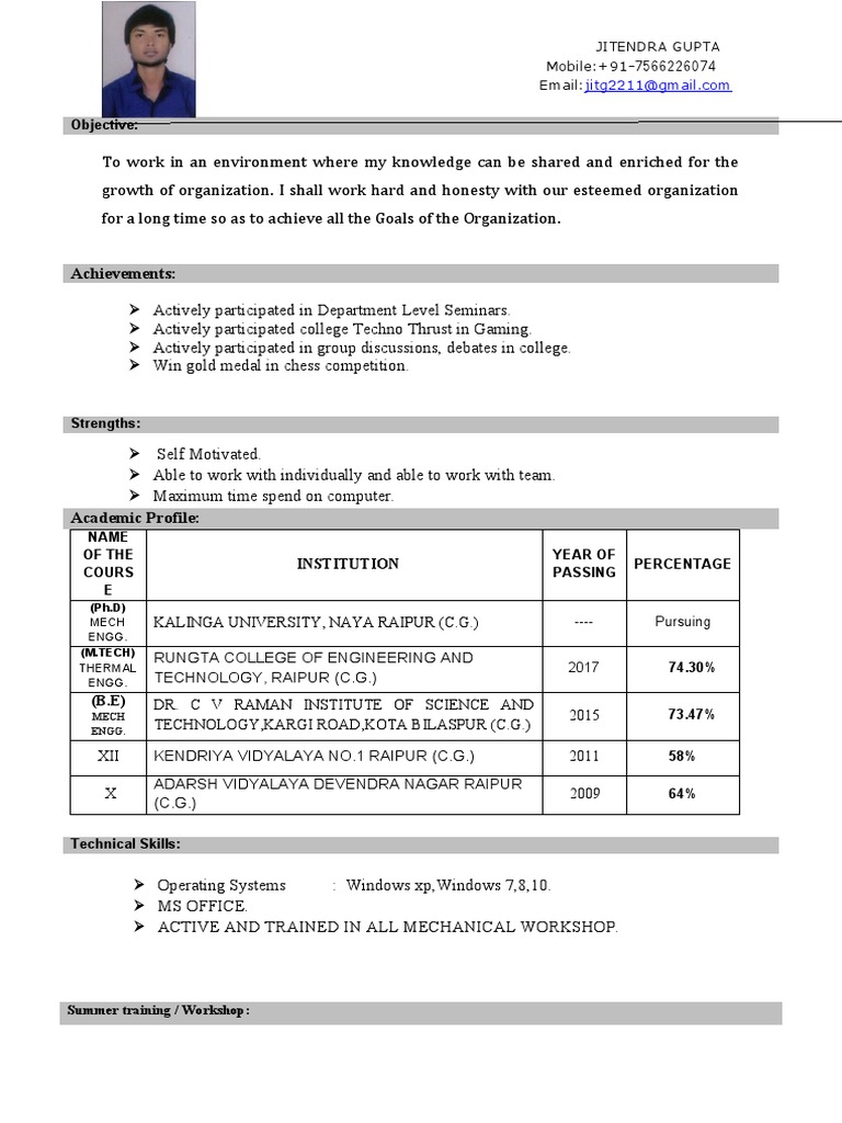 Jitendra Gupta (Resume-C.v) | PDF