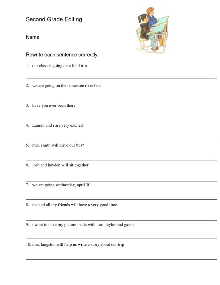 Second Grade Sentence Editing Exercise | PDF