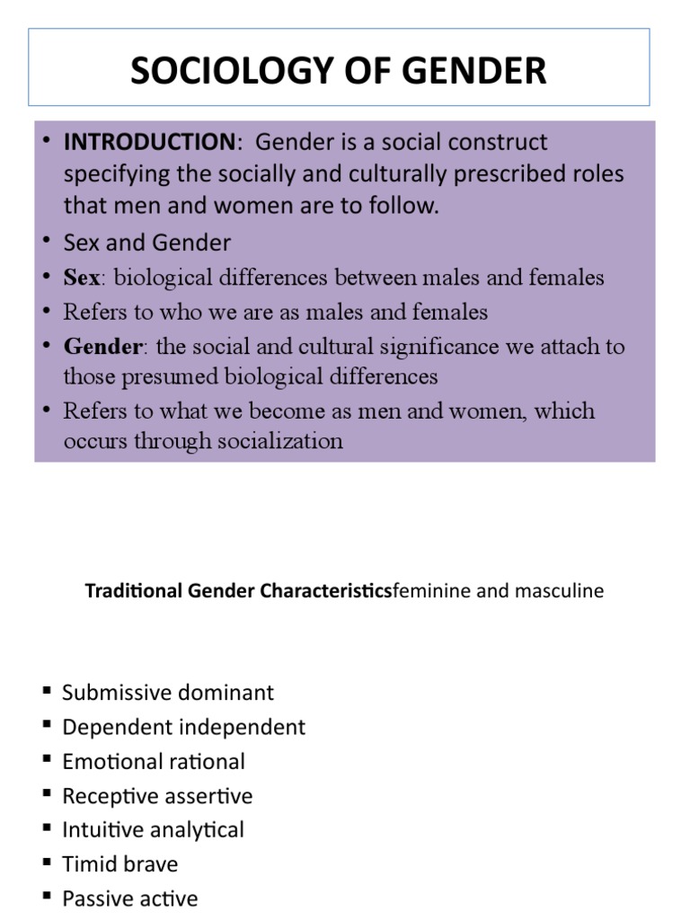 Sociology of Gender Introduction | PDF