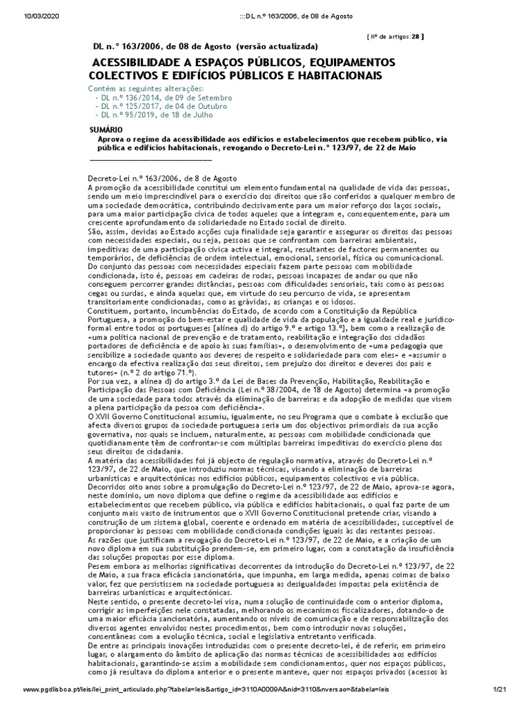 DL 163-2006 Atualizado | PDF | Acessibilidade | Constituição