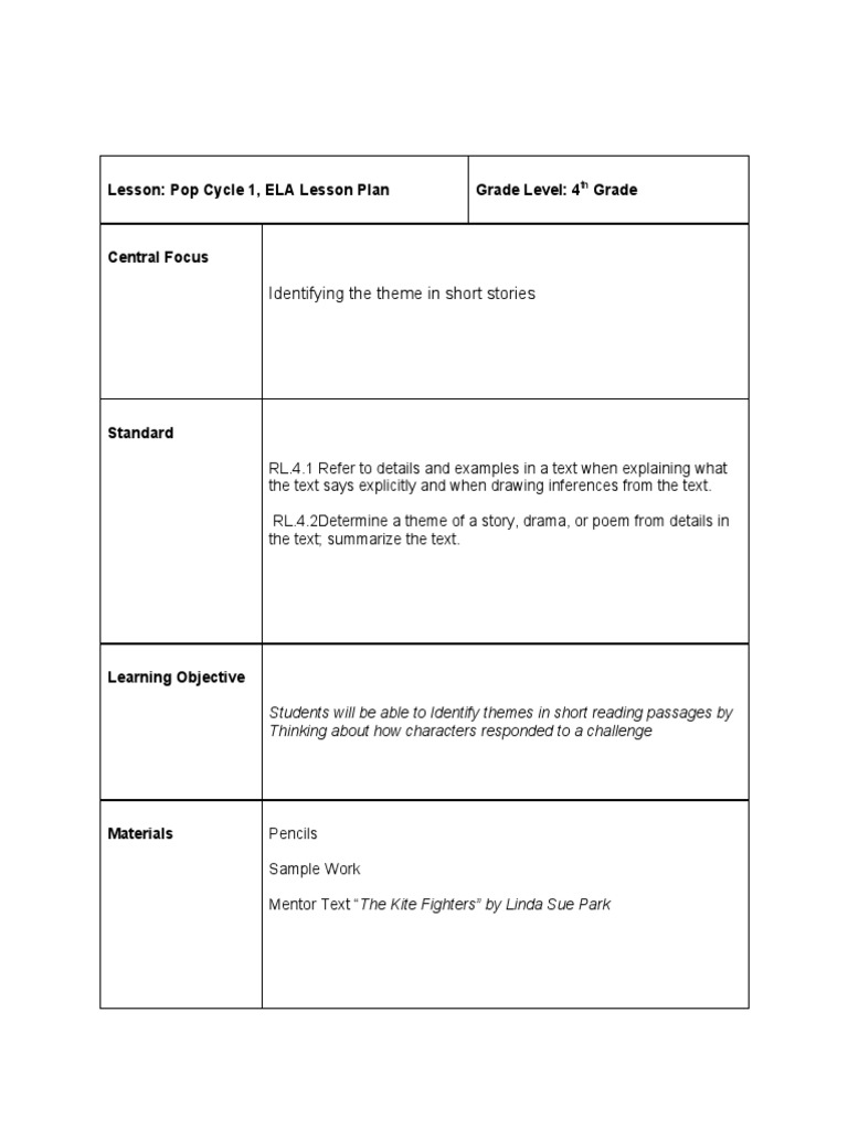 Identifying Themes in Short Stories | PDF | Lesson Plan | Neuroscience