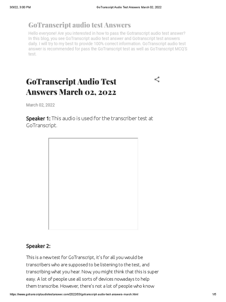 GoTranscript Audio Test Answers March 02, 2022 | PDF | Computing ...