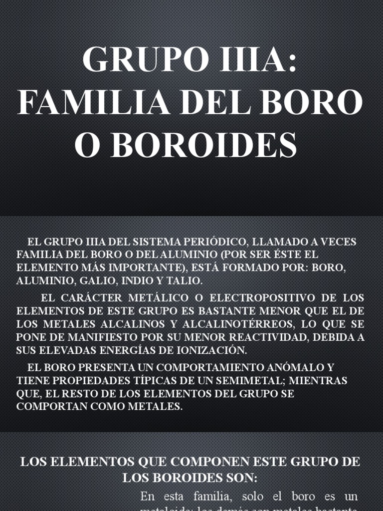 Elementos de La Tabla Grupo 3A | PDF | Elementos químicos | Boro