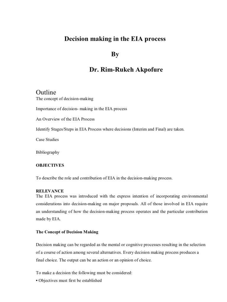 Decision Making in The EIA Process | PDF | Environmental Impact ...